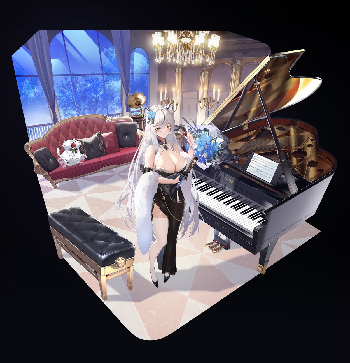 calder riichi city animal ears dress heels neko no bra stockings thighhighs | #1082881 | yande.re